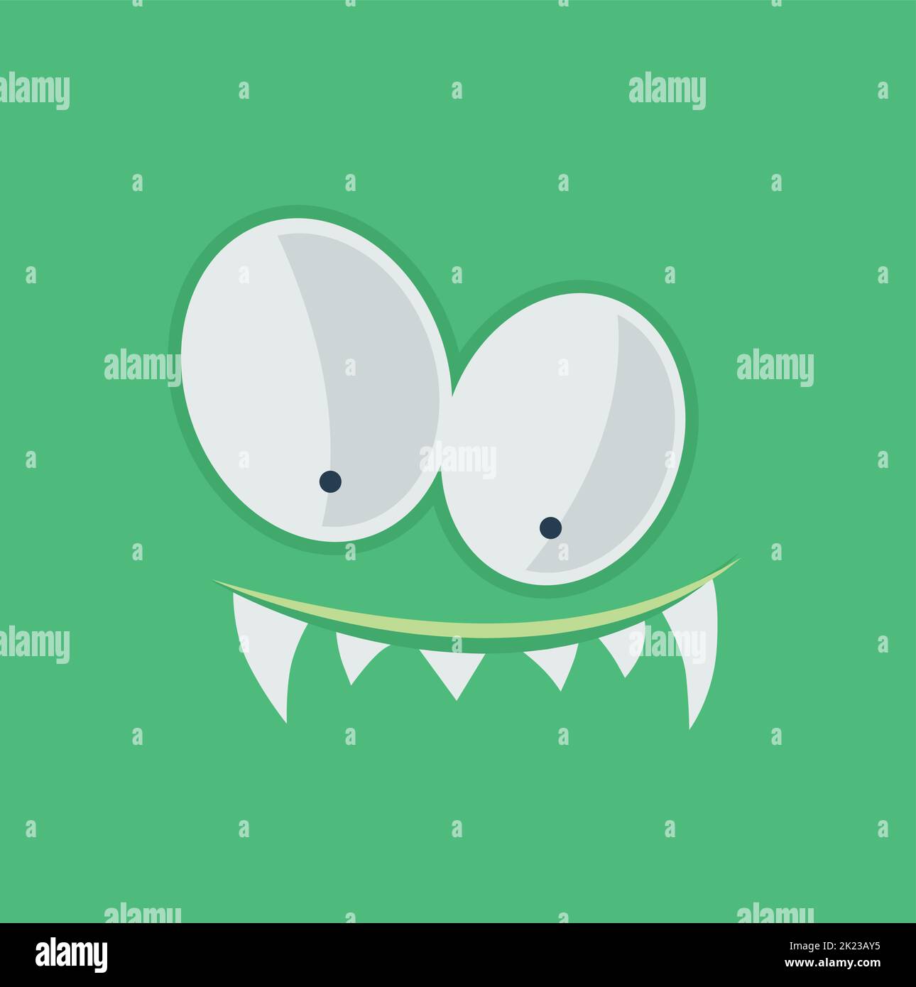 Cute monster face expression. Green square avatar Stock Vector Image ...