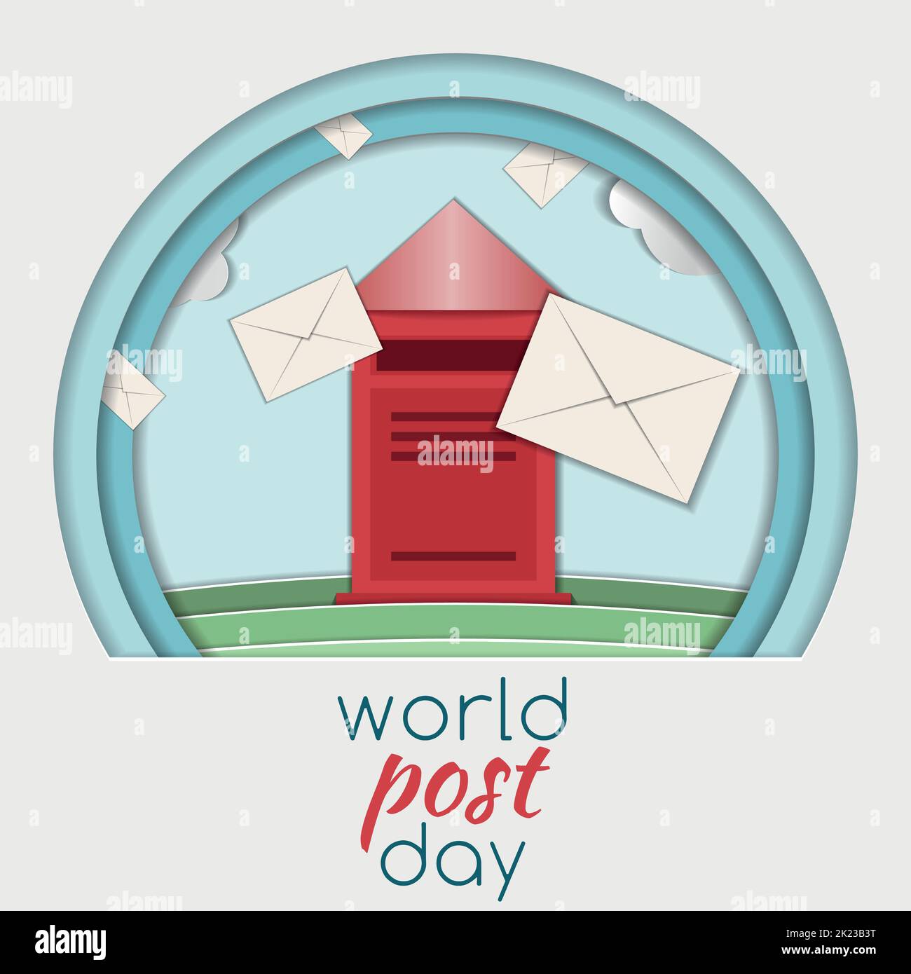 paper cut postcard . world post day Stock Vector Image & Art - Alamy