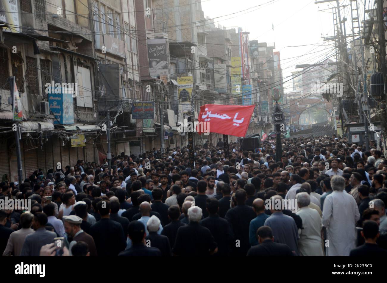 Peshawar, Khyber Pakhtunkhwa, Pakistan. 22nd Sep, 2022. A mourning ...