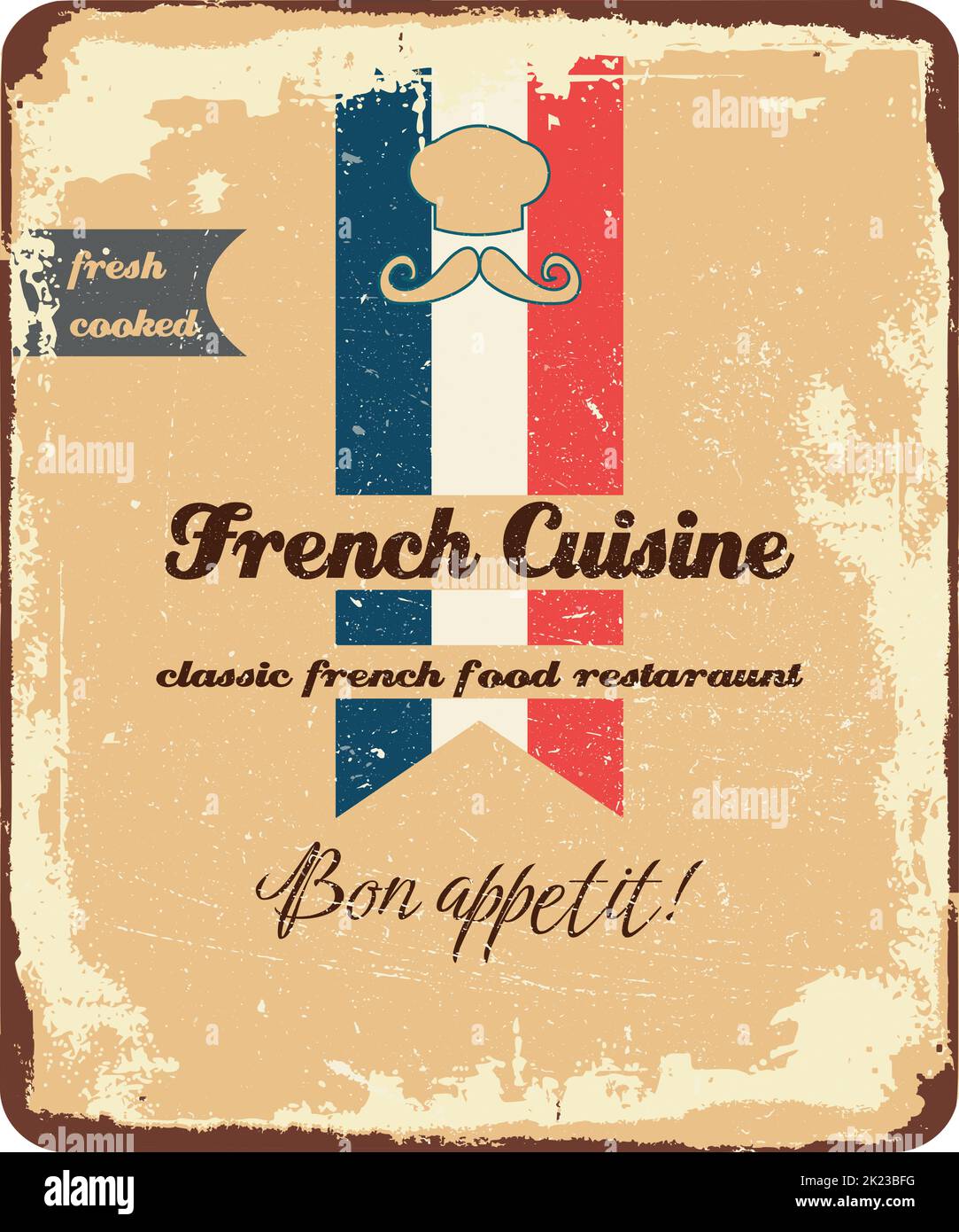 vintage grunge retro menu sign french restaurant Stock Vector Image ...