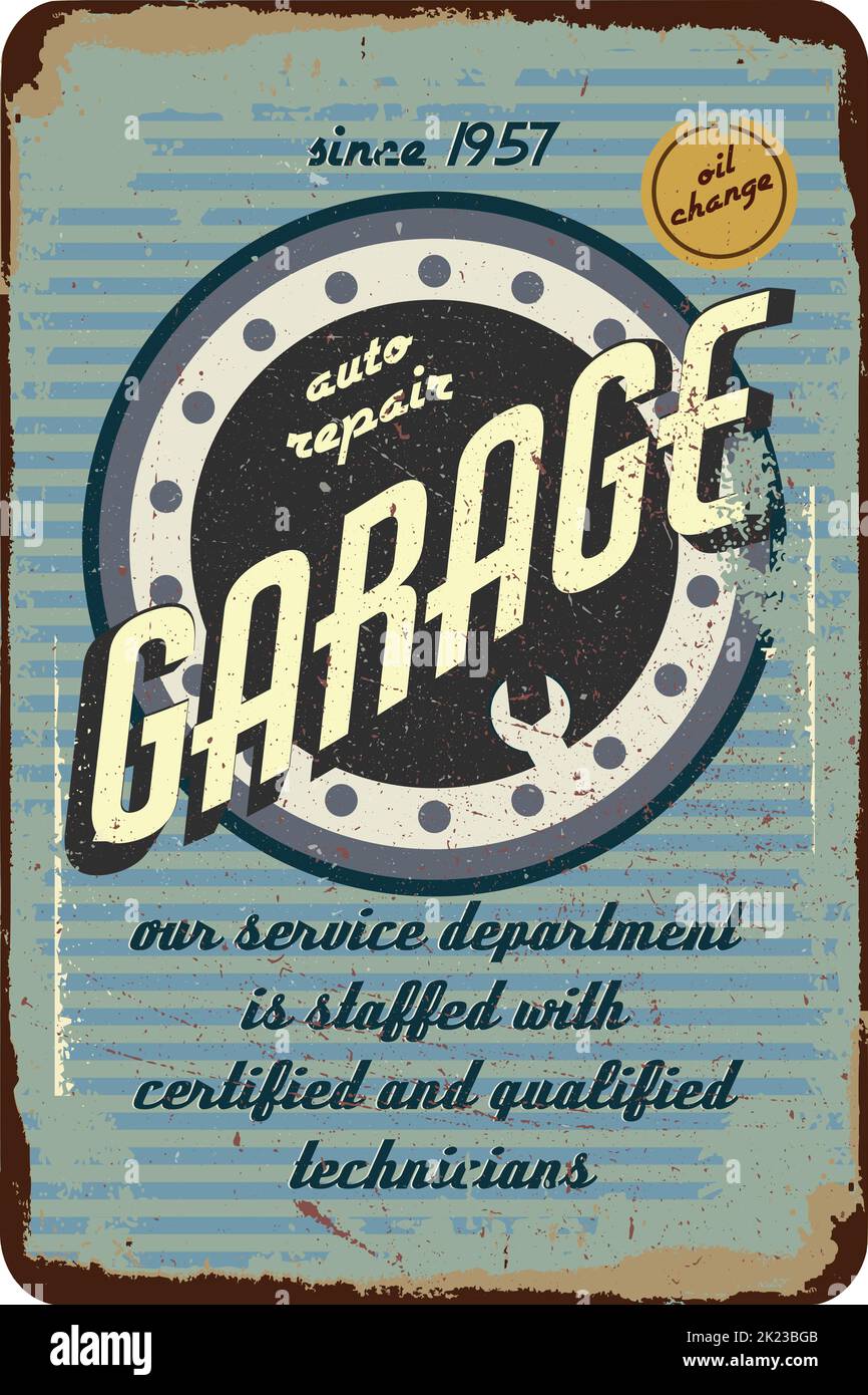 vintage grunge retro garage sign Stock Vector Image & Art - Alamy