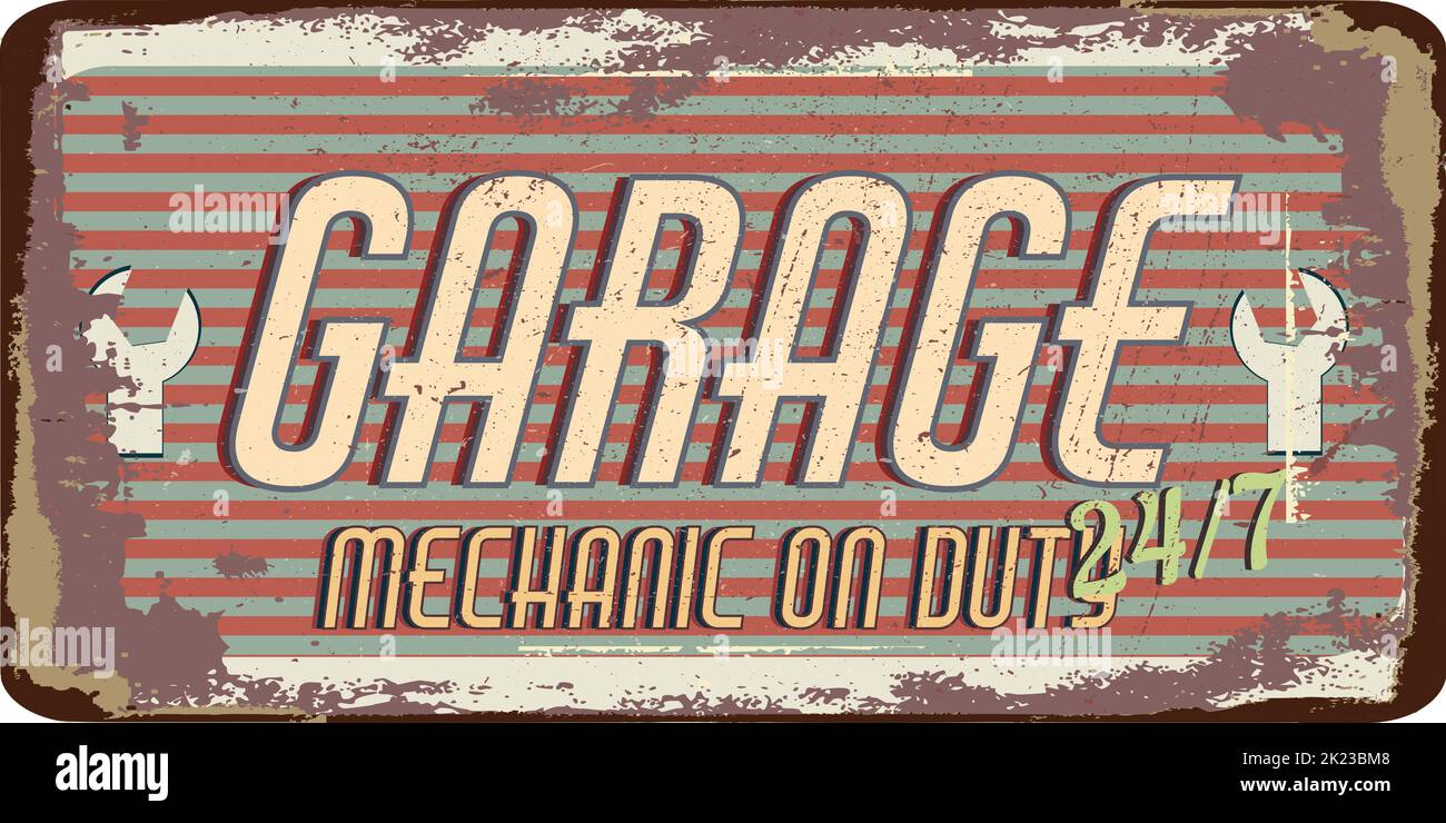 vintage grunge retro garage sign Stock Vector Image & Art - Alamy