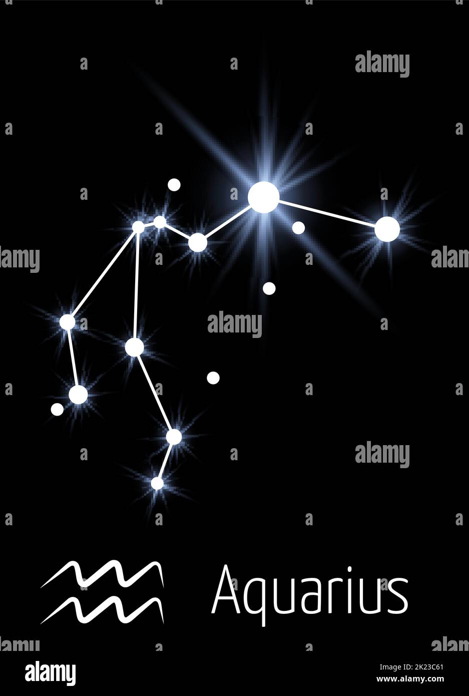 Aquarius constellation. Astrology card template. Stellar horoscope ...