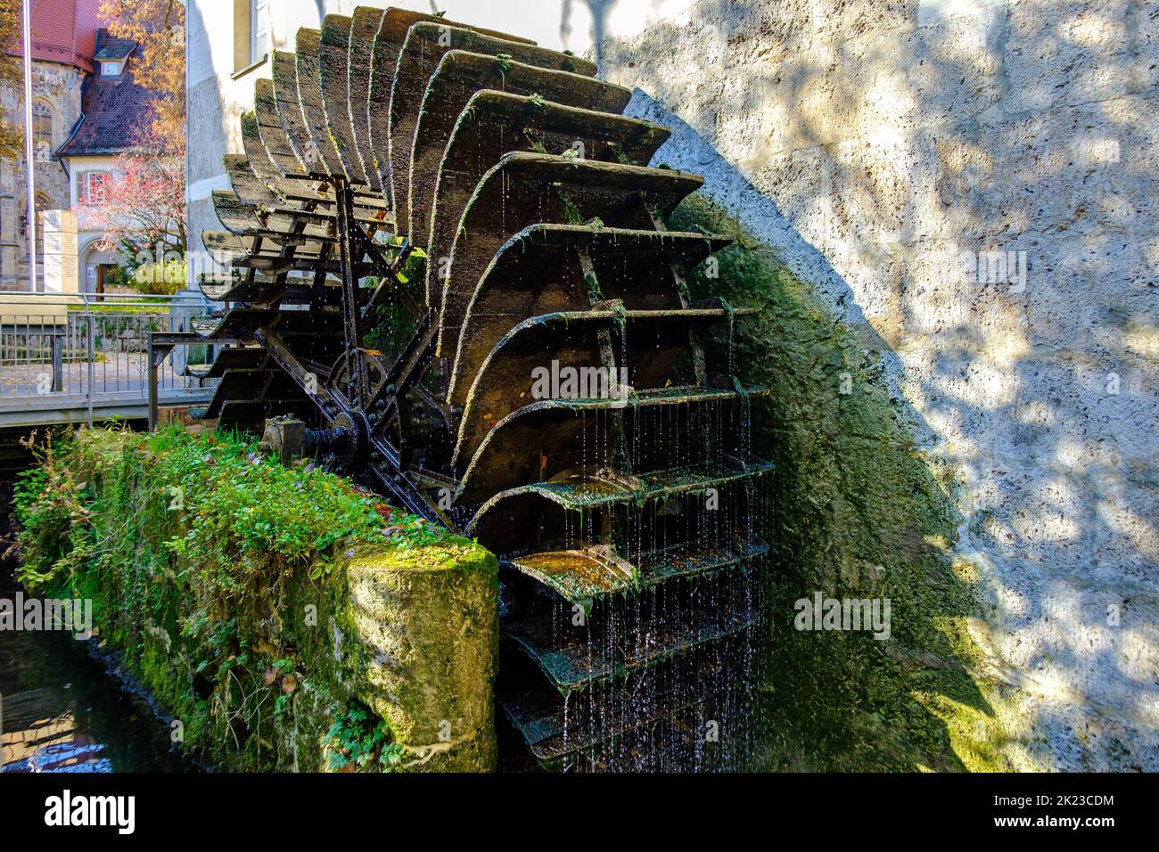 Traditional mill wheel at the town museum of Klostermühle (monastery ...