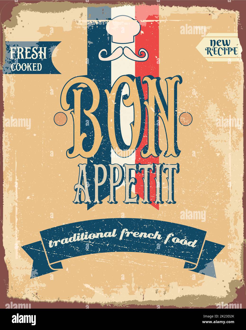 vintage grunge retro menu sign french restaurant Stock Vector Image ...