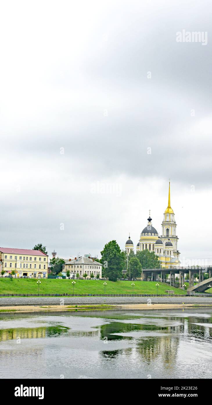 Classic buildings on the banks of the Volga as it passes through ...