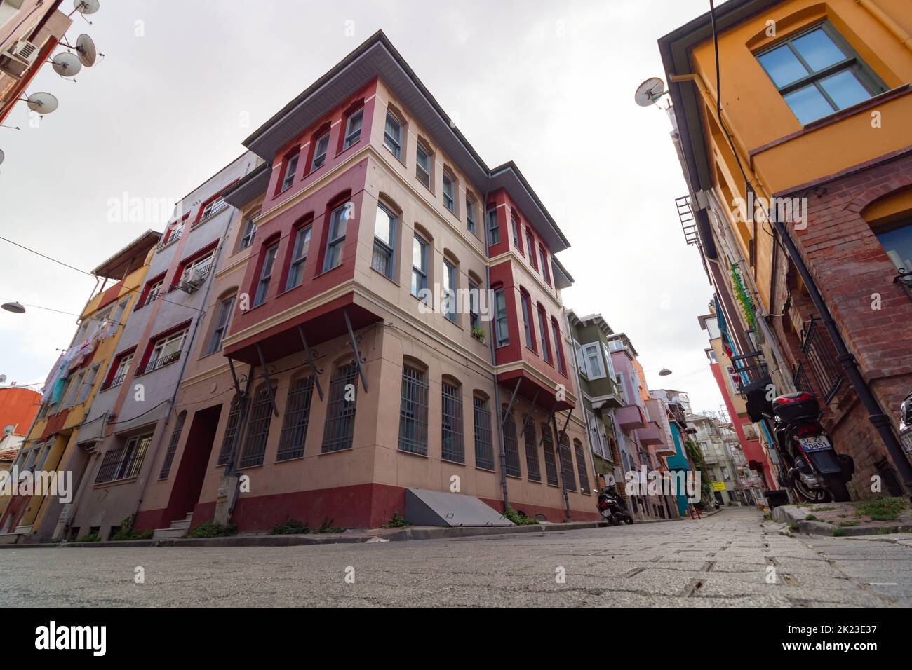 Balat houses. Traditional Turkish houses in Balat district in Istanbul ...