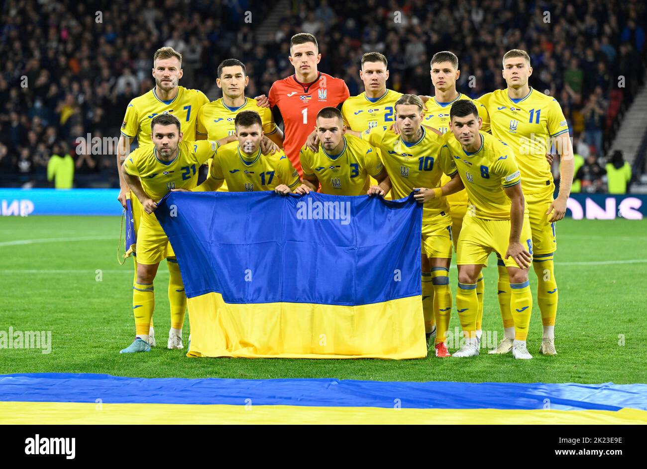 Glasgow, Scotland, 21st September 2022. The Ukrainian team before the ...