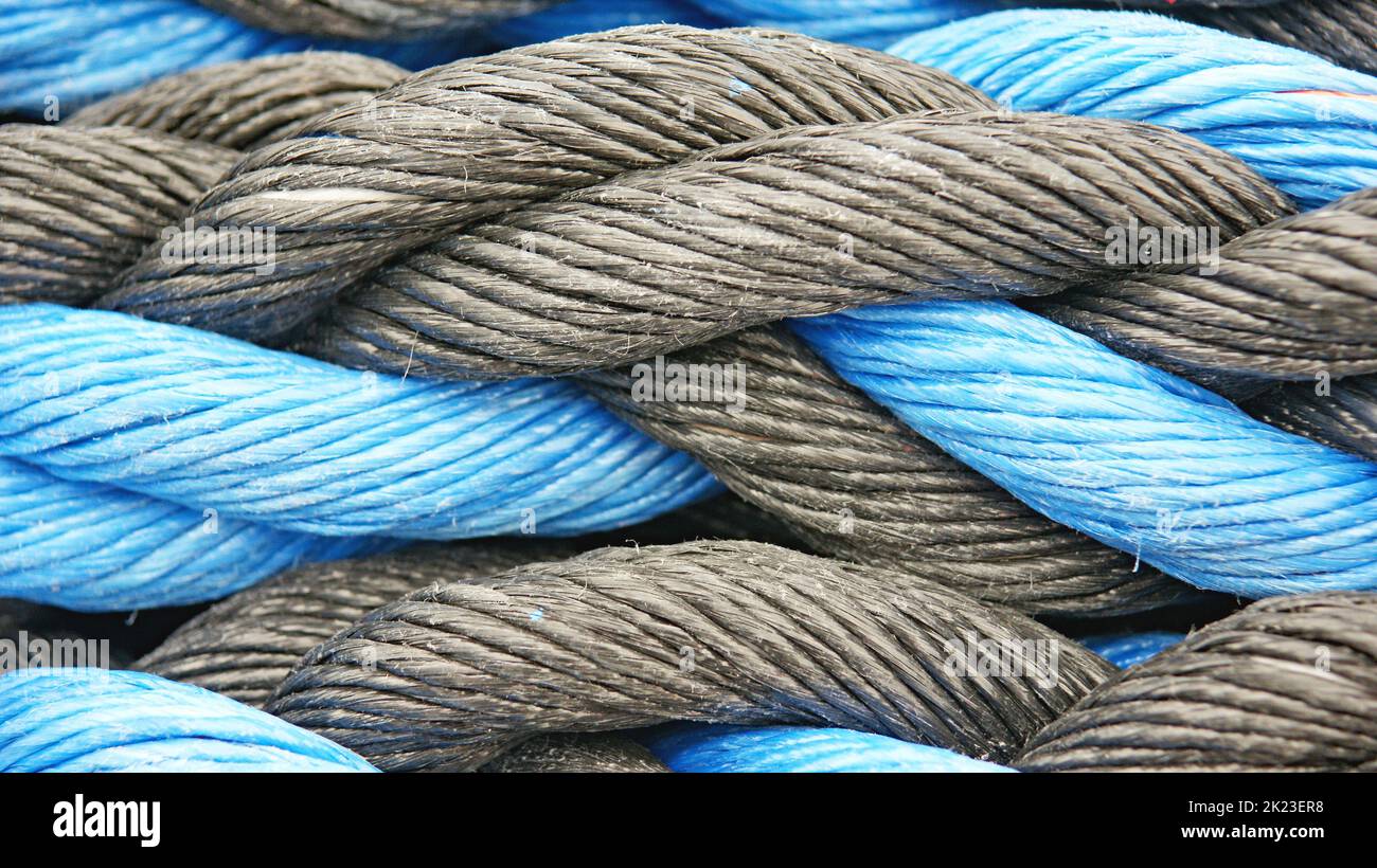 Blue and black ropes for backgrounds and textures Stock Photo - Alamy