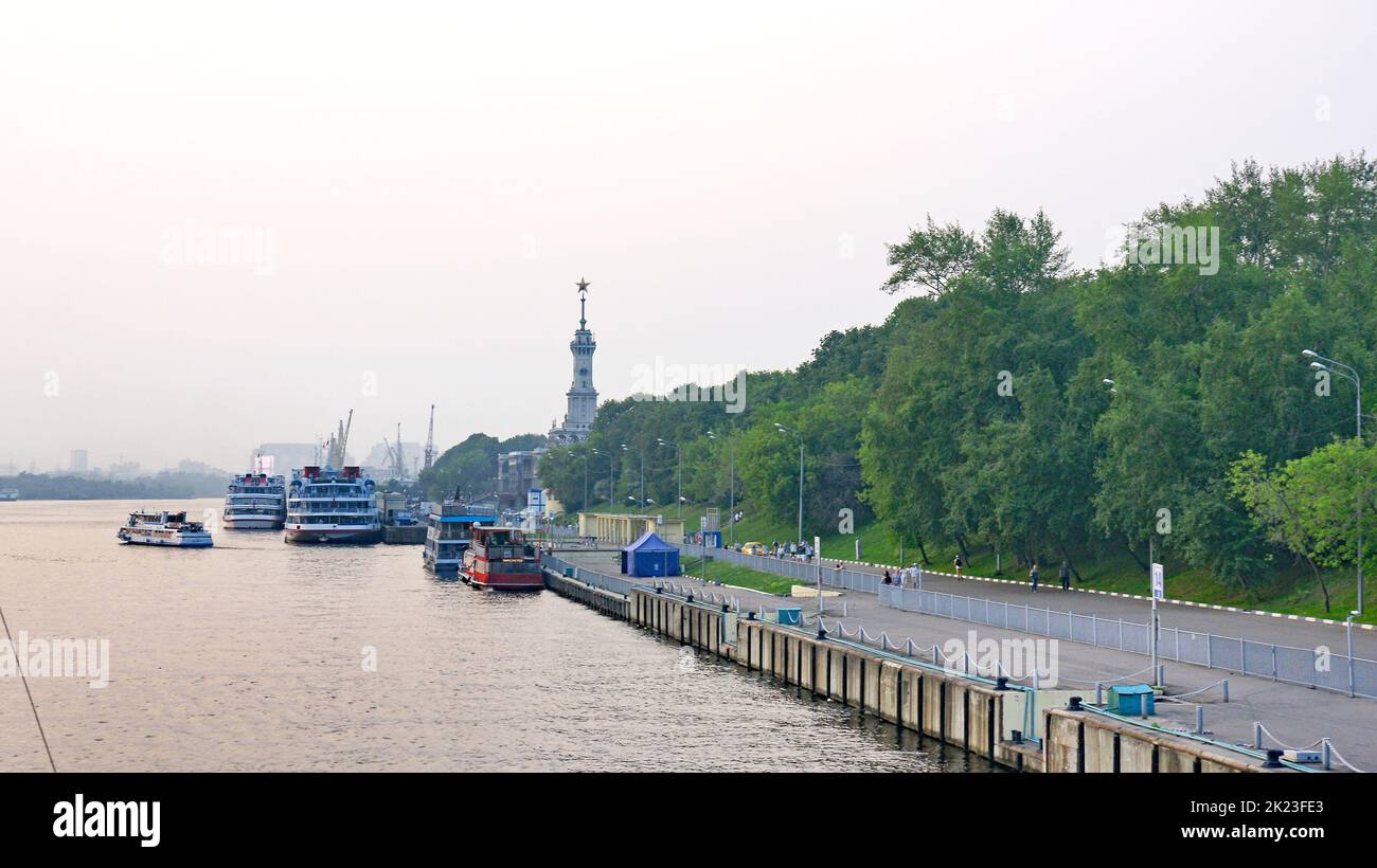 Cruise ships at a dock on the Volga in Moscow, Russian Federation Stock ...