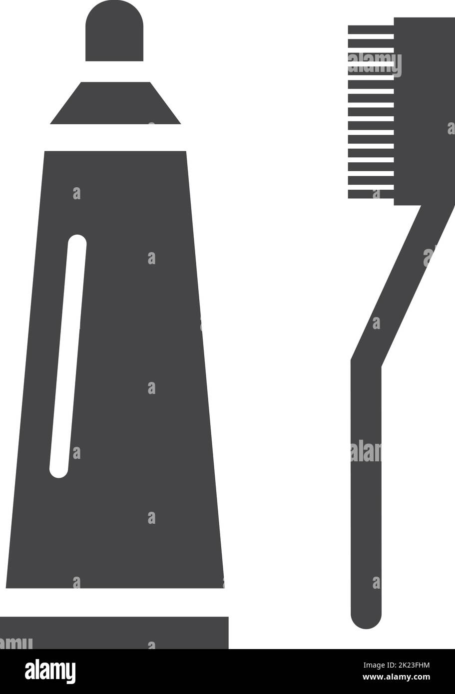 Toothbrush and toothpaste black icon. Dental care symbol Stock Vector ...