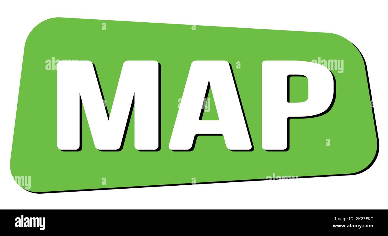 MAP text written on green trapeze stamp sign Stock Photo - Alamy