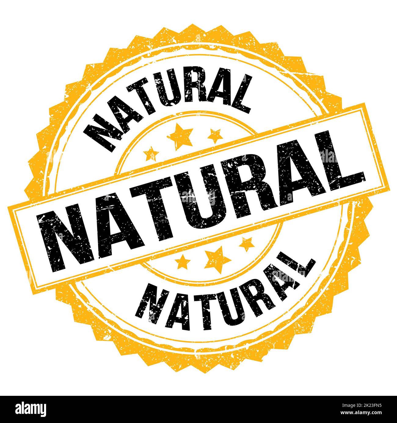 NATURAL text written on yellow-black round stamp sign Stock Photo - Alamy