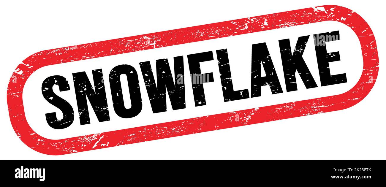 SNOWFLAKE, text on red-black rectangle stamp sign Stock Photo - Alamy