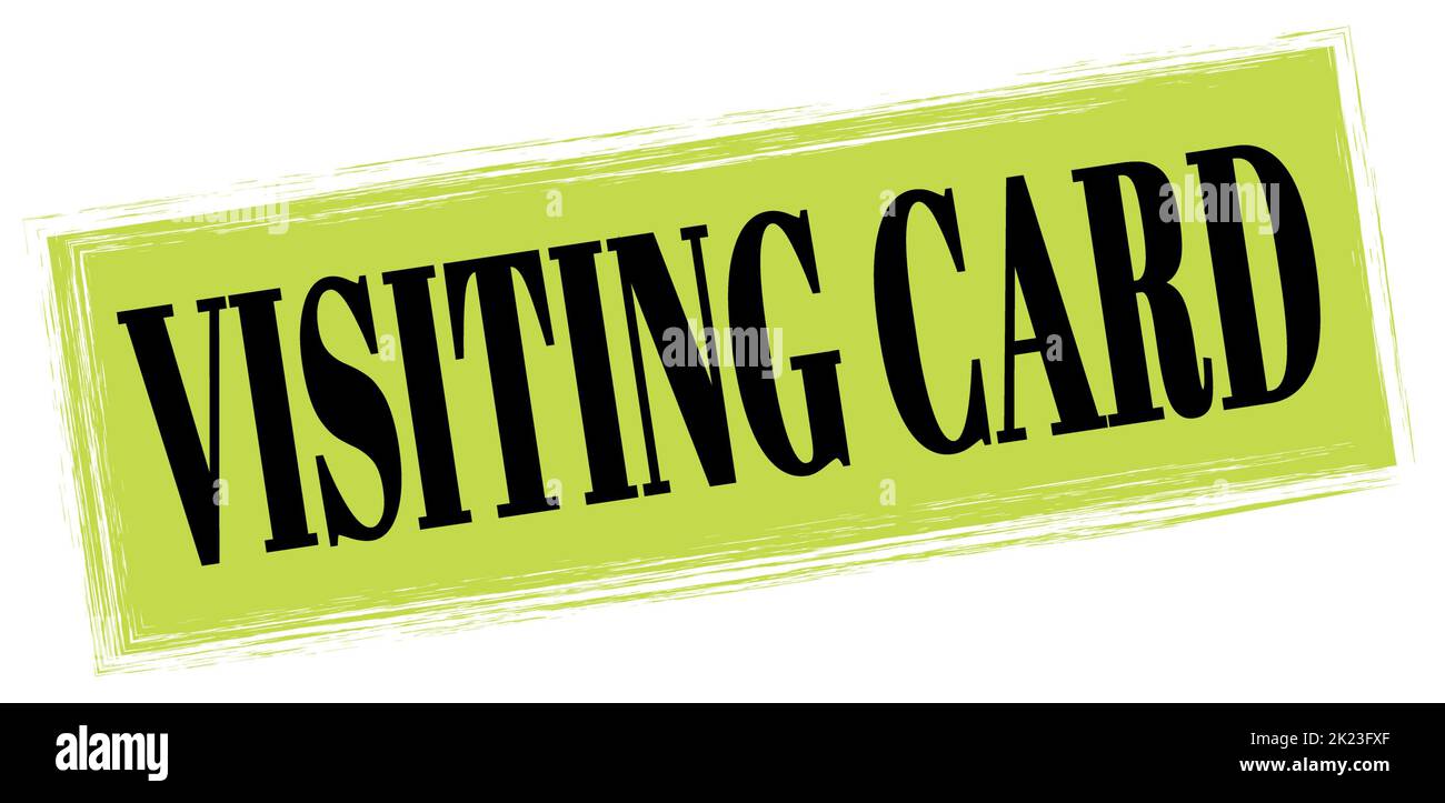 VISITING CARD text written on green-black rectangle stamp sign Stock ...