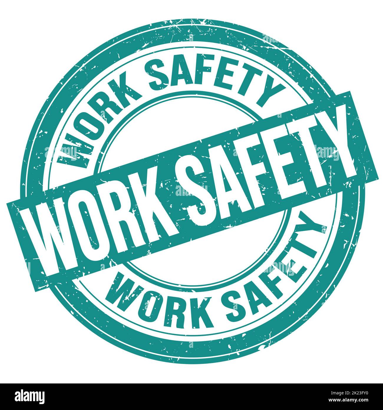 WORK SAFETY text written on blue round grungy stamp sign Stock Photo ...
