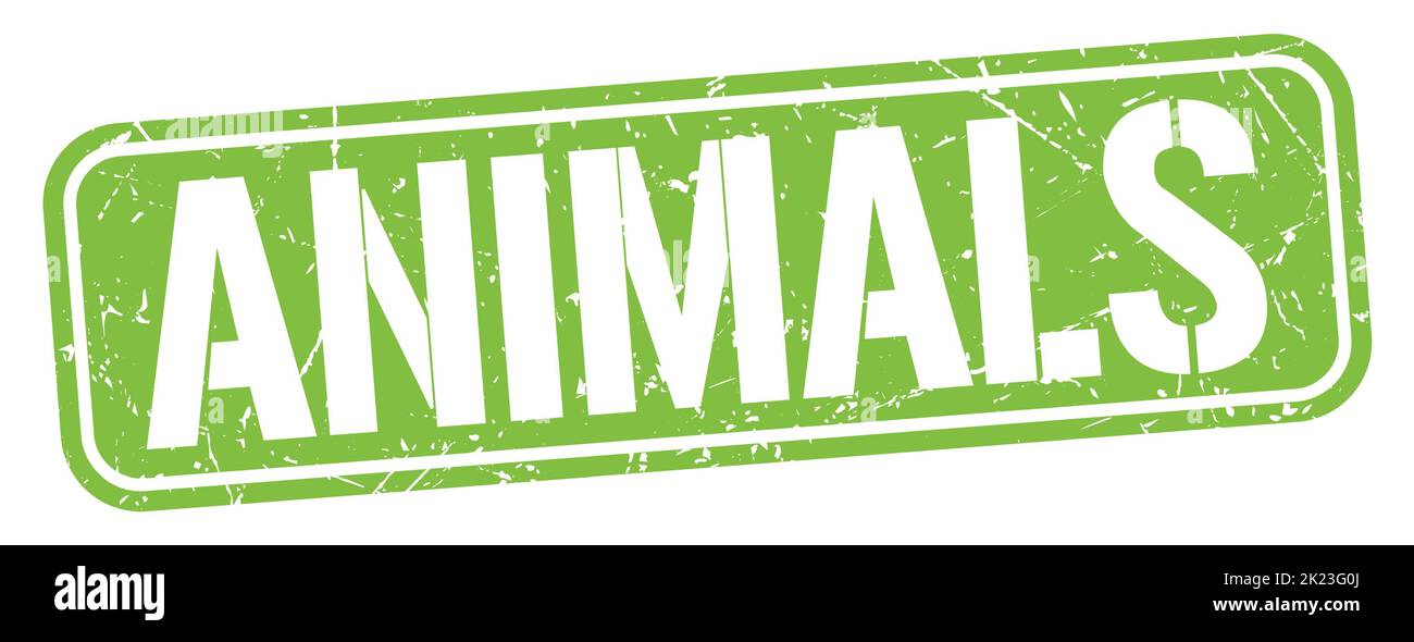 ANIMALS text written on green grungy stamp sign Stock Photo - Alamy