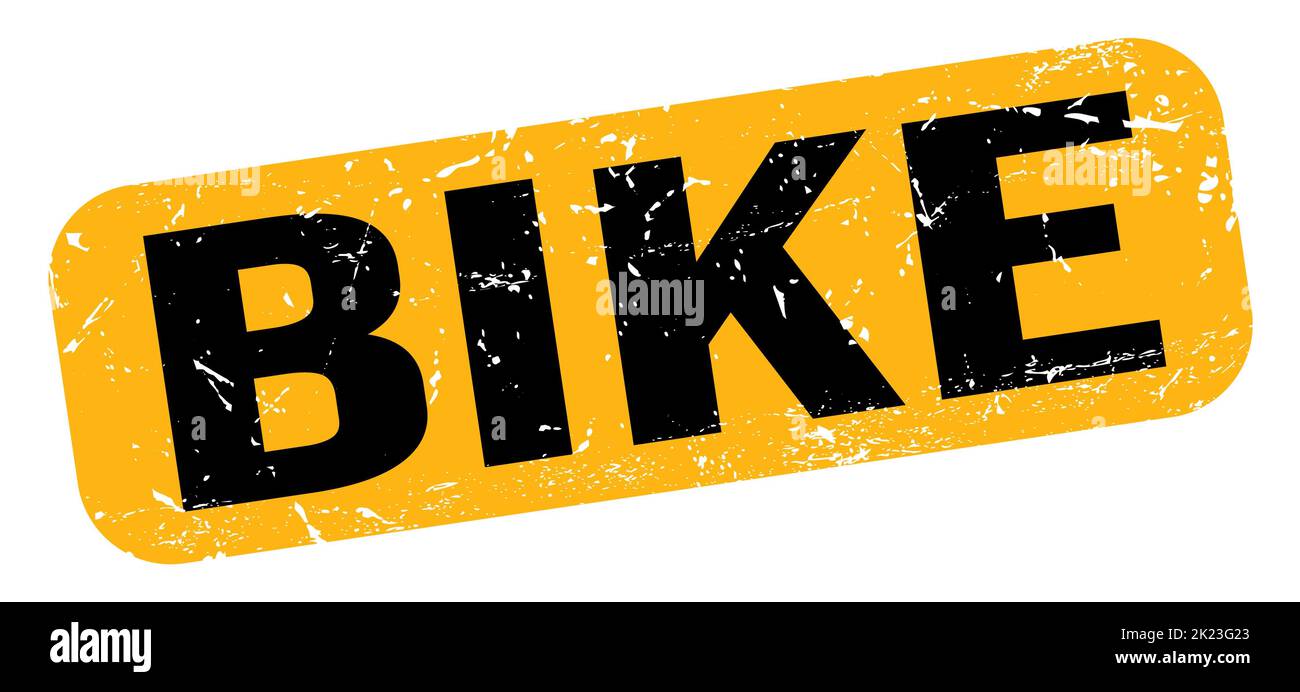 BIKE text written on yellow-black grungy stamp sign Stock Photo - Alamy