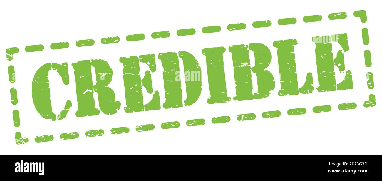 CREDIBLE text written on green dash stamp sign Stock Photo - Alamy