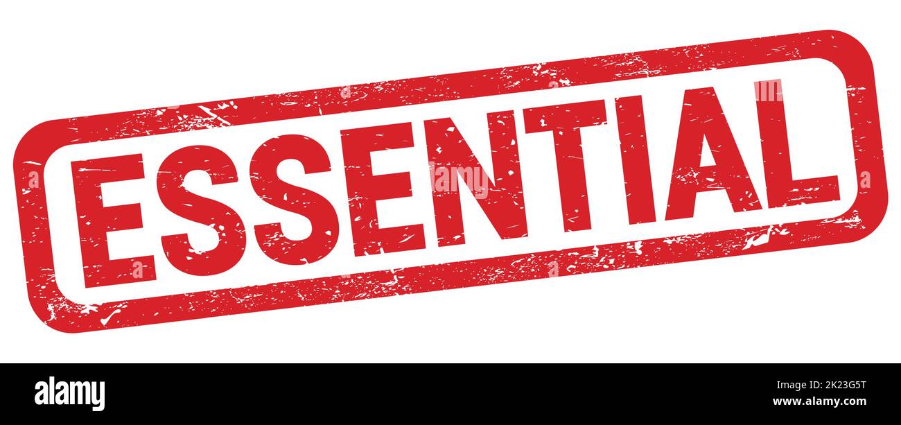 ESSENTIAL text written on red rectangle stamp sign Stock Photo - Alamy
