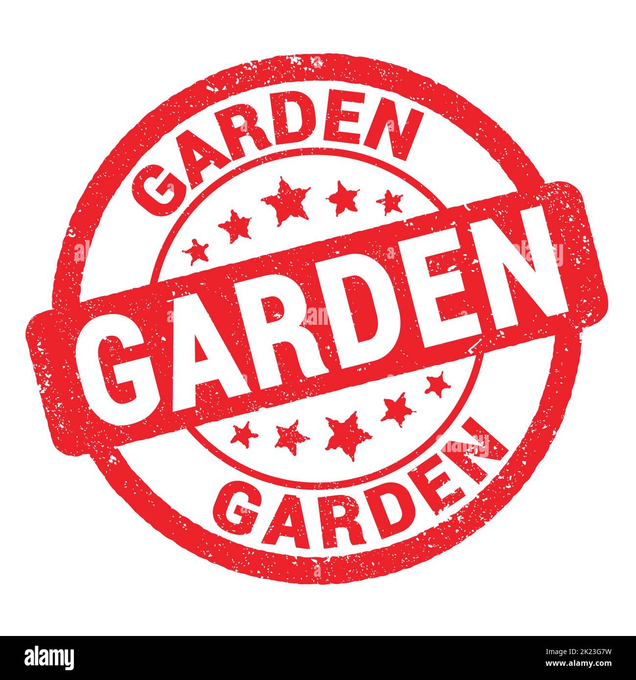 GARDEN text written on red grungy stamp sign Stock Photo - Alamy