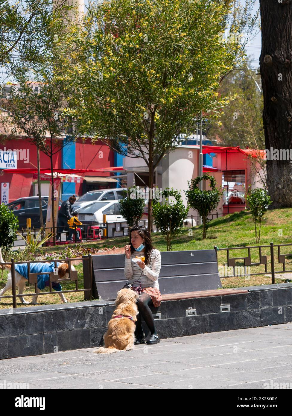 La Paz, Bolivia - September 11 2022: A Young Bolivian Girl Eating an ...