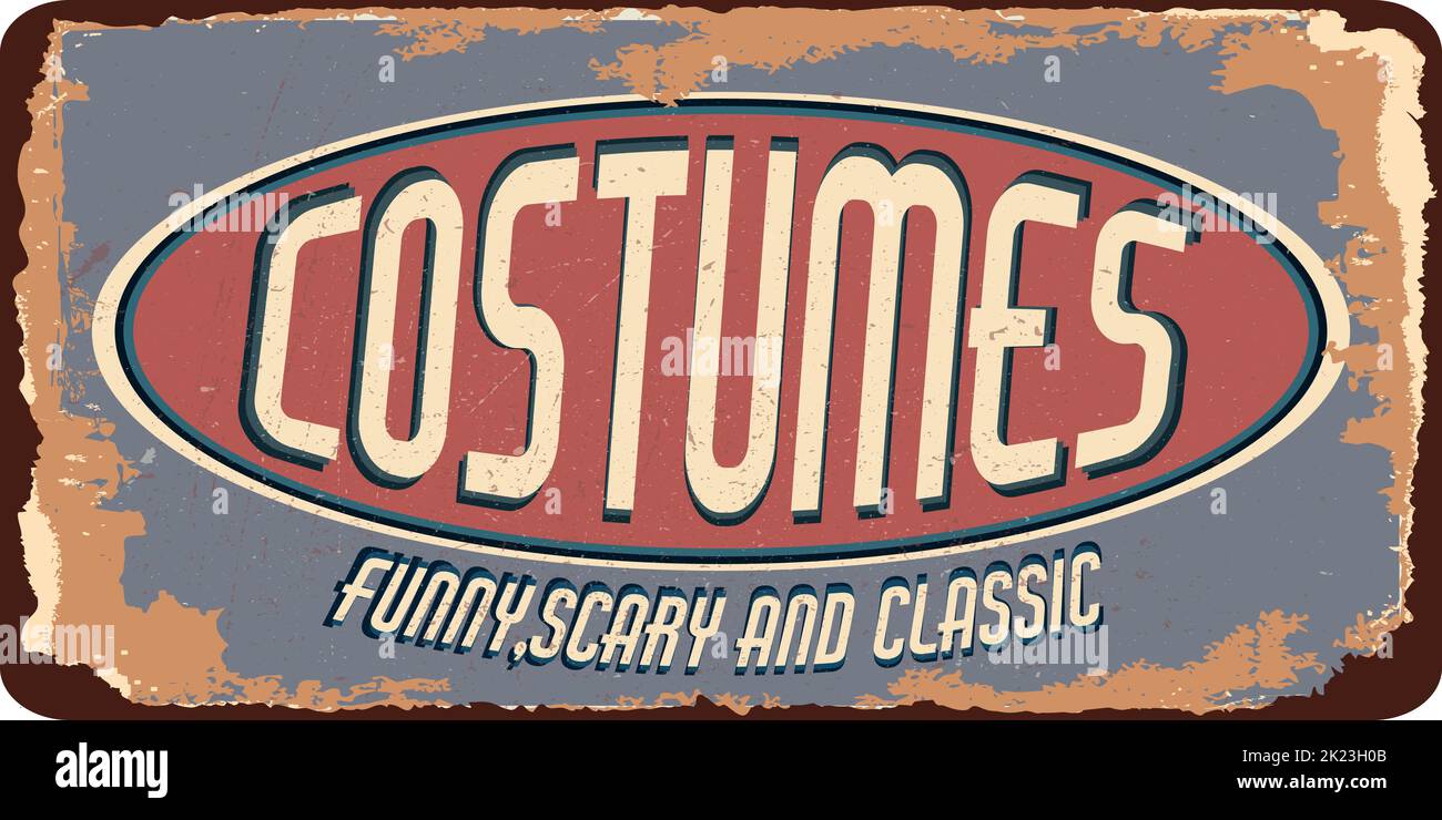 Vintage costumes metal sign.Retro poster 1950s style Stock Vector Image ...
