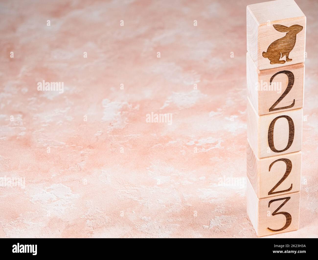 Text 2023 and the rabbit symbol on wooden cubes as a concept of ...