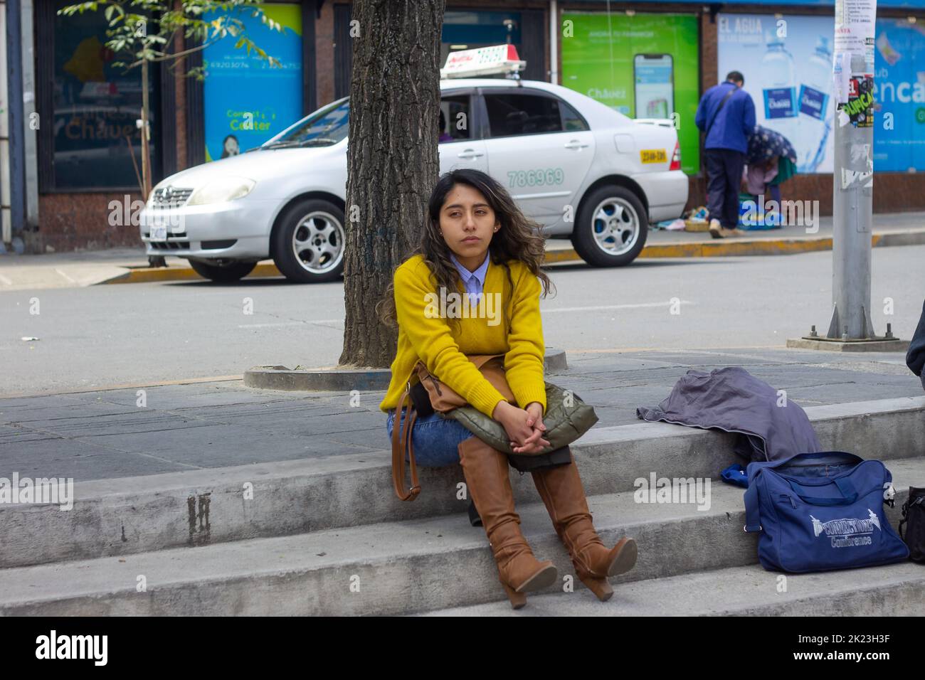 La Paz, Bolivia - September 11 2022: Young Bolivian Woman Dressed in a ...