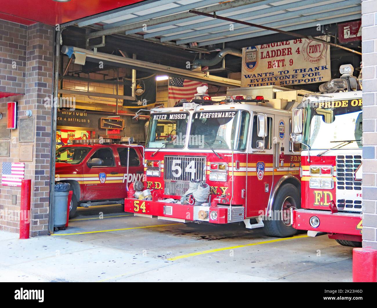 Garage with fire trucks, New York, USA Stock Photo - Alamy