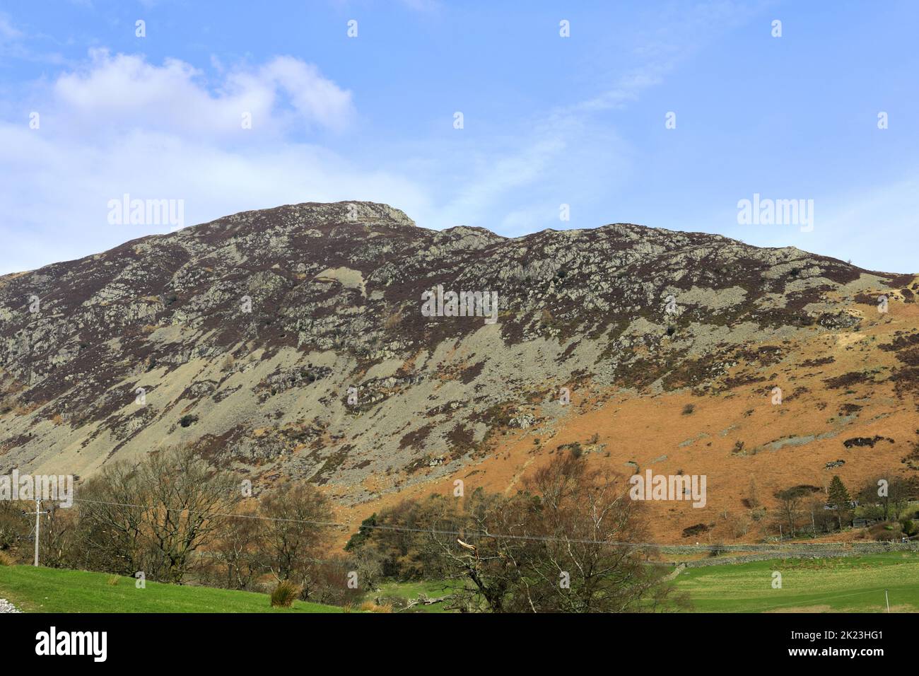 View over Sheffield Pike fell, Glenridding village, Lake District ...
