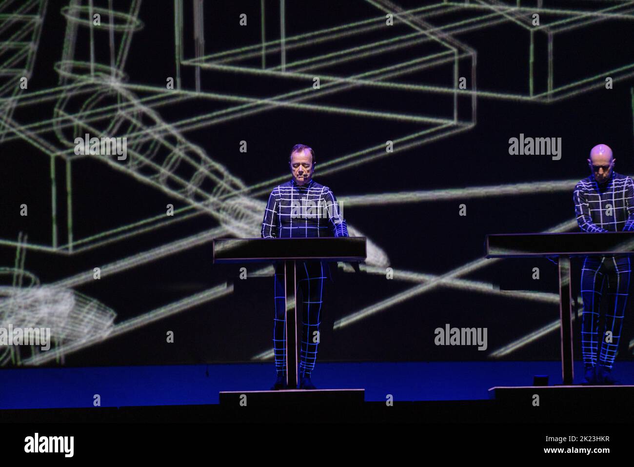 Kraftwerk put on their 3D show on the Mountain Stage at the Green Man ...