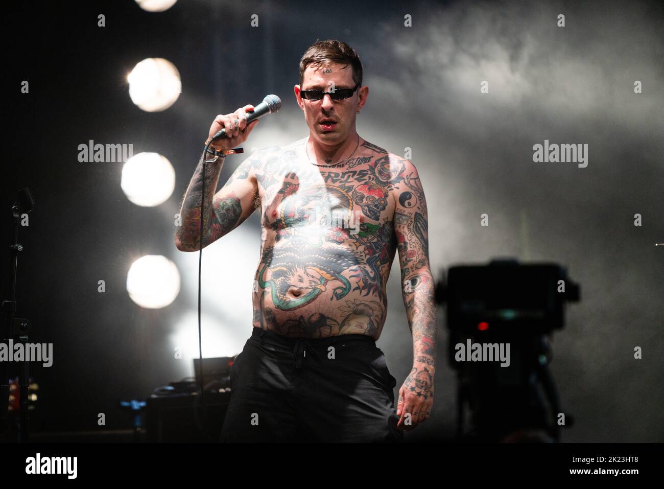 Sebastian Murphy from the Viagra Boys on the Far Out Stage at Green Man ...