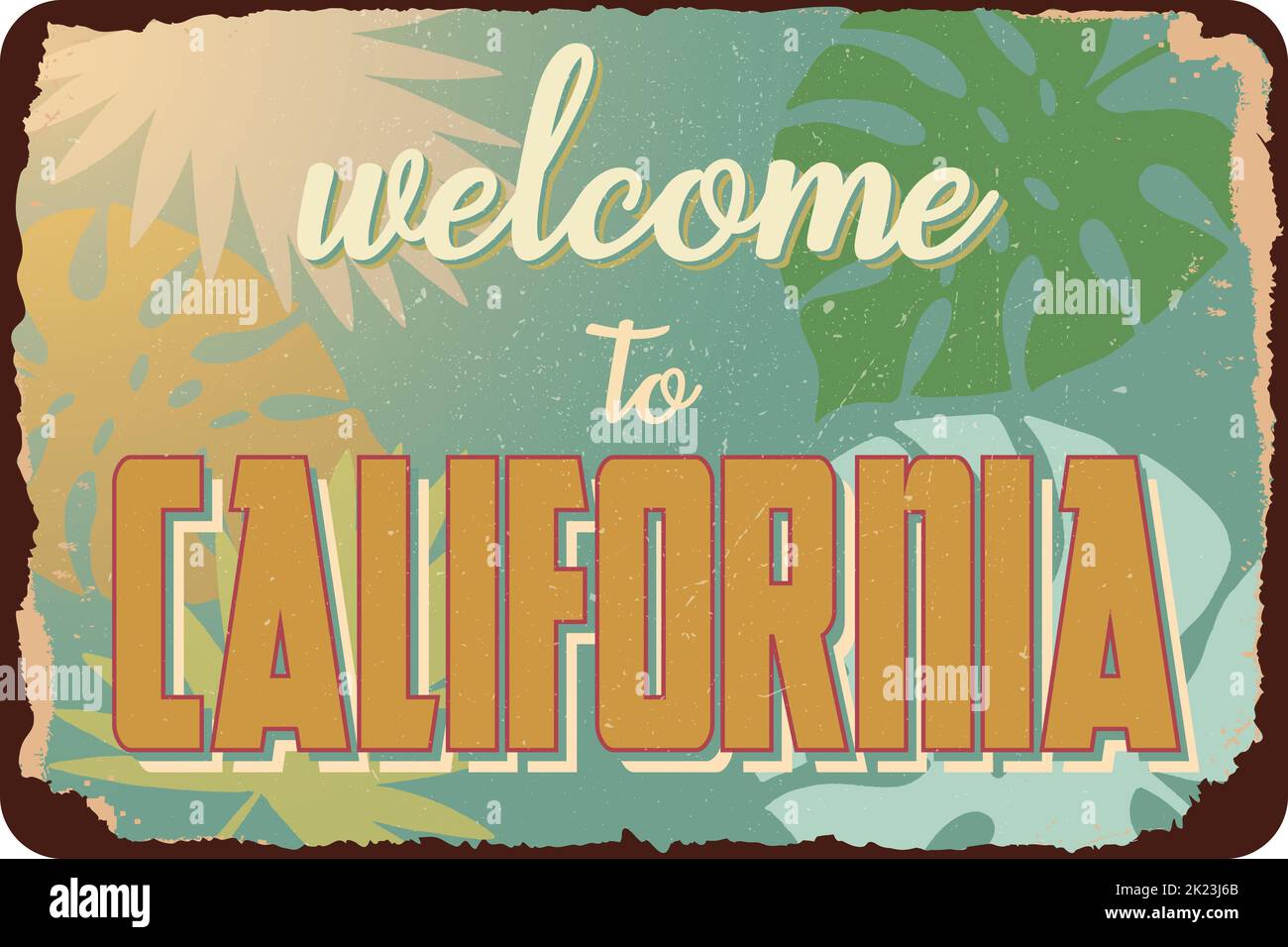 vintage grunge retro sign welcome to california Stock Vector Image ...