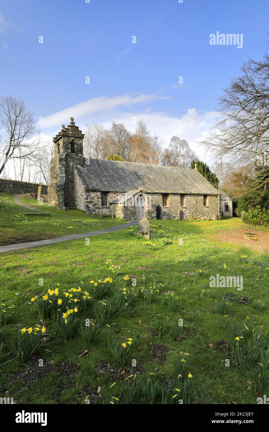 Spring view over Matterdale Church, Matterdale village; Lake District ...