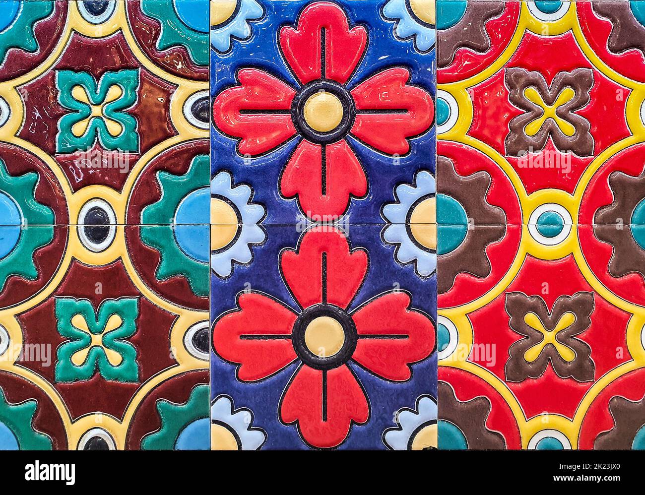 traditional Uzbek pattern on ceramic tile on wall of mosque Seamless ...