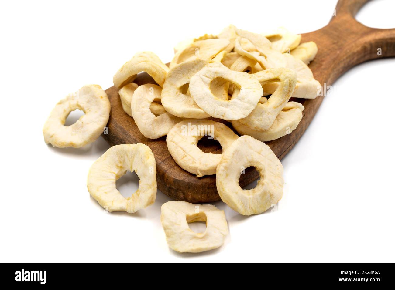 Dried apple slice isolated on white background. Dried fruit in sunlight ...