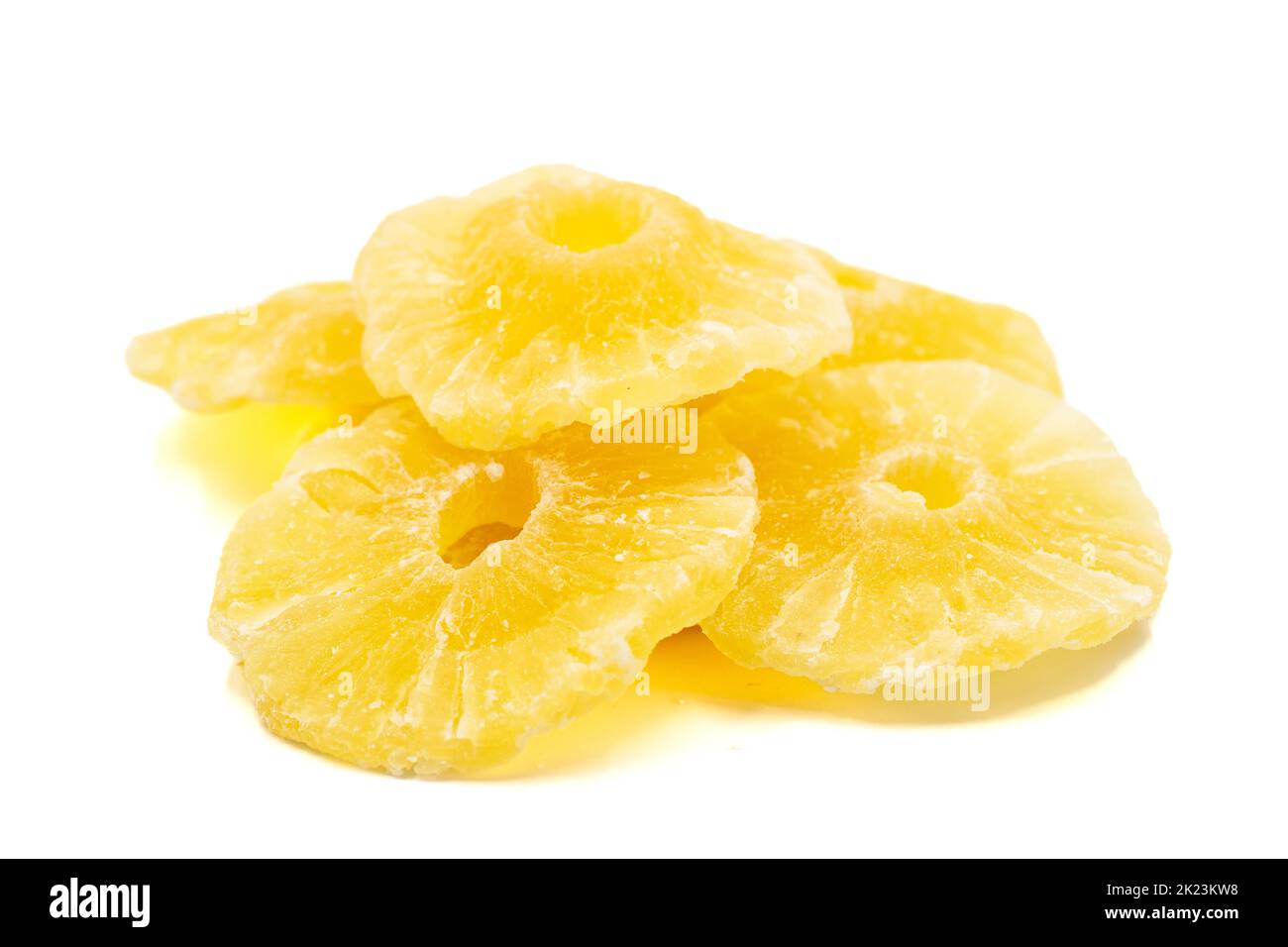 Dried pineapple slice isolated on white background. Dried fruit in ...