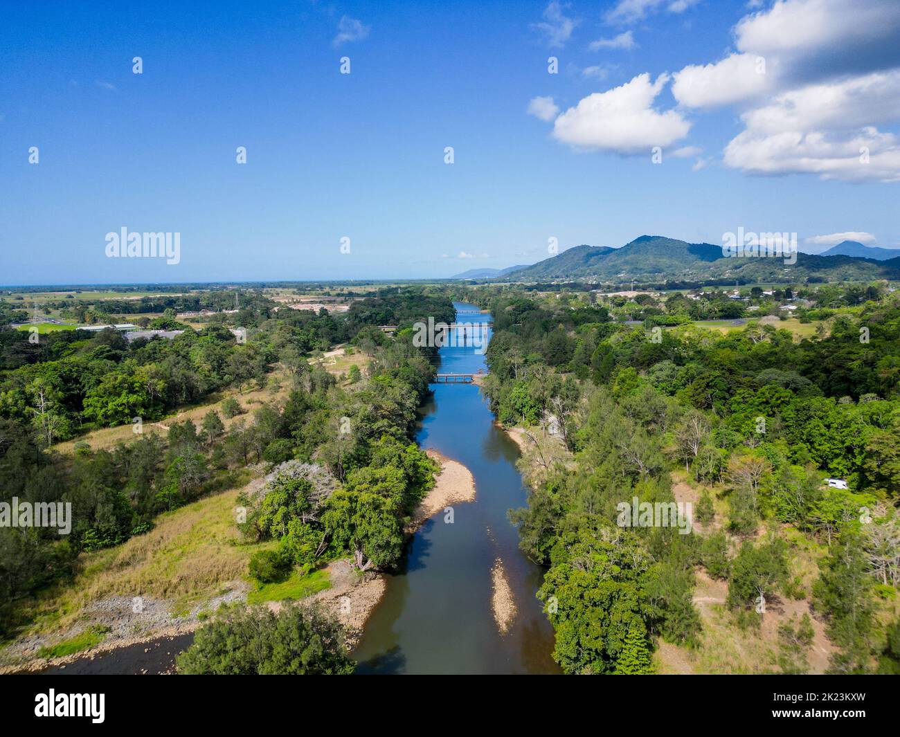 Aerial view of tropical river, bridges and nature Stock Photo - Alamy