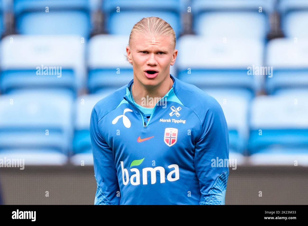 Oslo 20220922.Erling Braut Haaland during training with the Norwegian ...