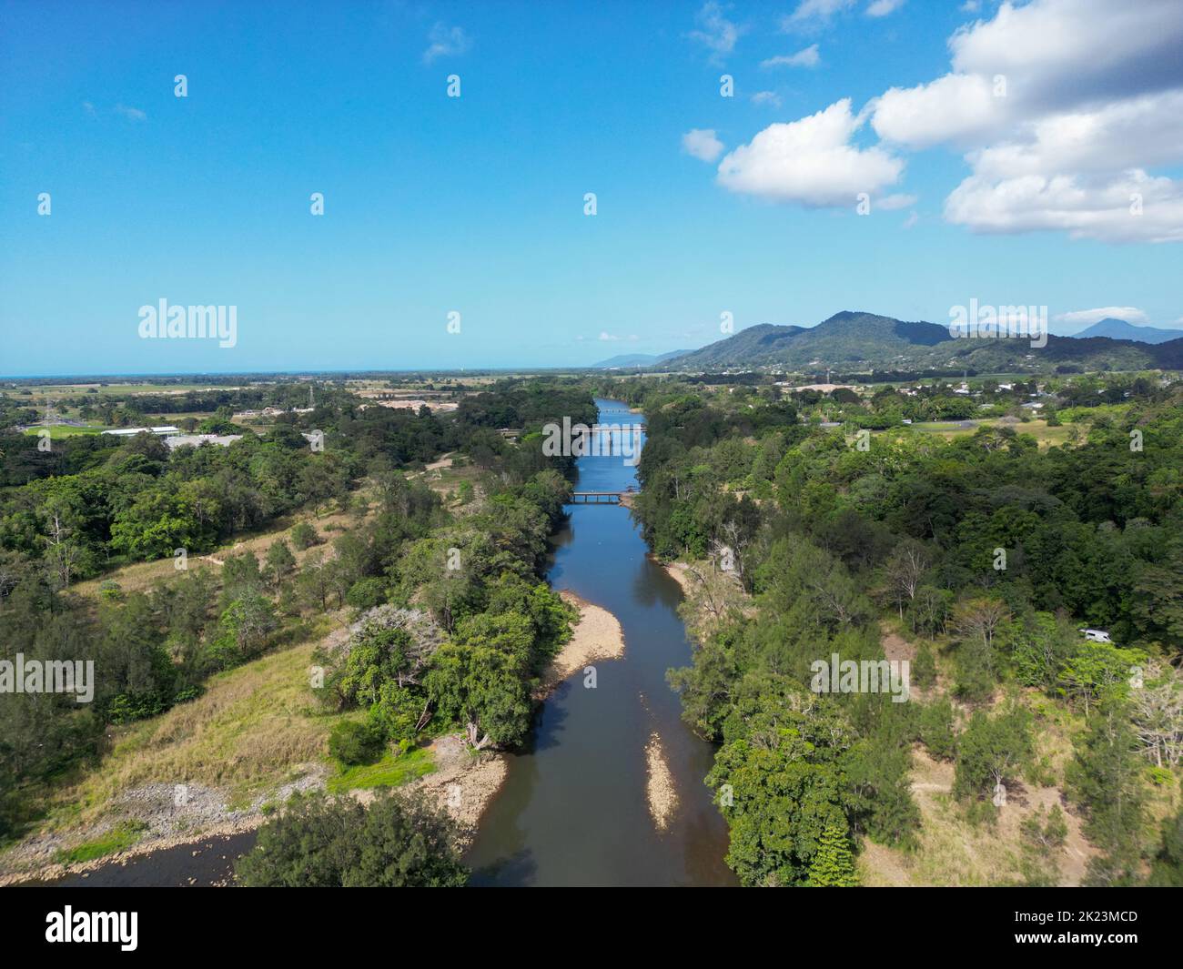 Aerial view of tropical river, bridges and nature Stock Photo - Alamy