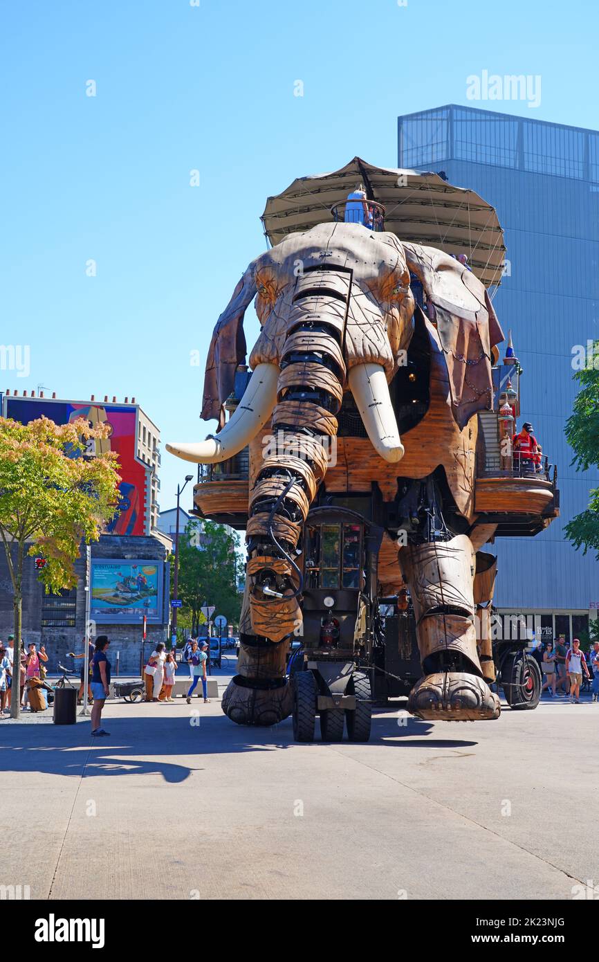 NANTES, FRANCE -10 AUG 2022- View of the Great Elephant, a giant wooden ...
