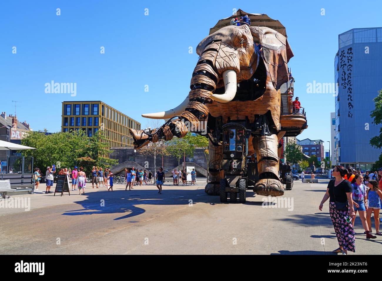 NANTES, FRANCE -10 AUG 2022- View of the Great Elephant, a giant wooden ...