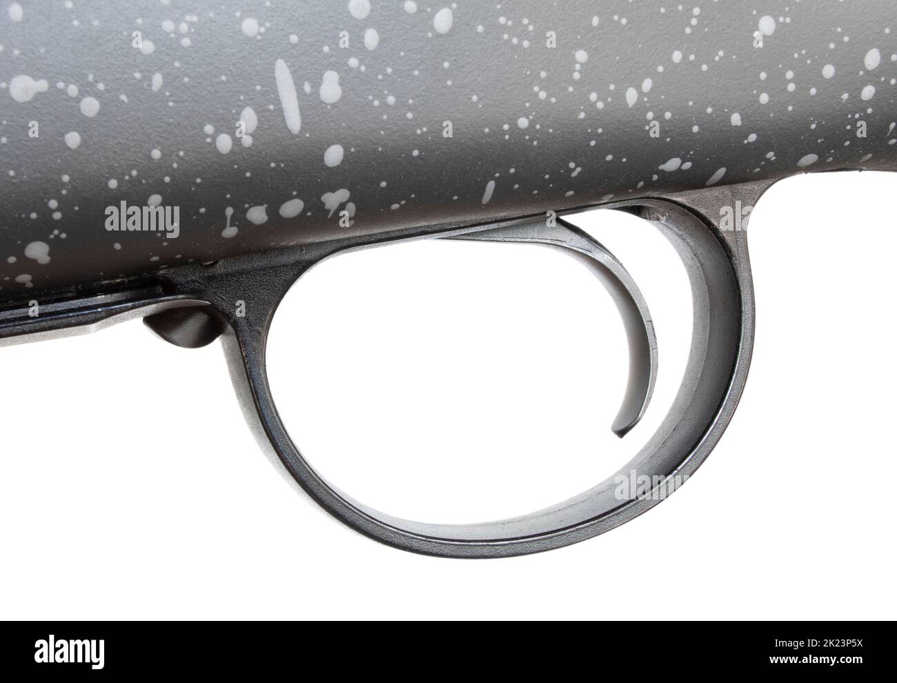Trigger for a bolt action rifle on a white background Stock Photo - Alamy