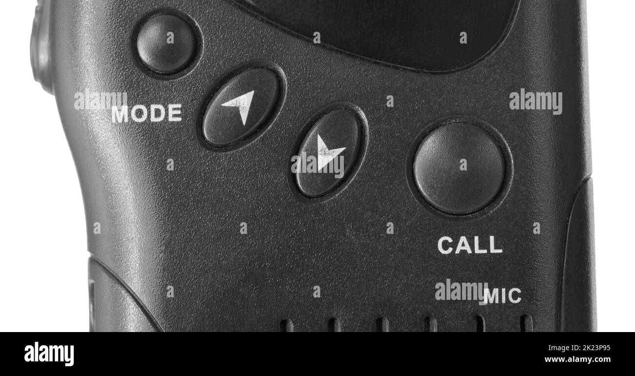 Channel and call controls on a walkie talkie for VHF use Stock Photo ...