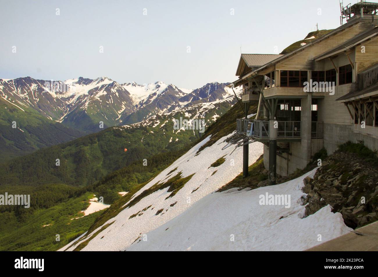 Snow covered mountain peaks Photographed near Homer, Alaska. Homer is a ...