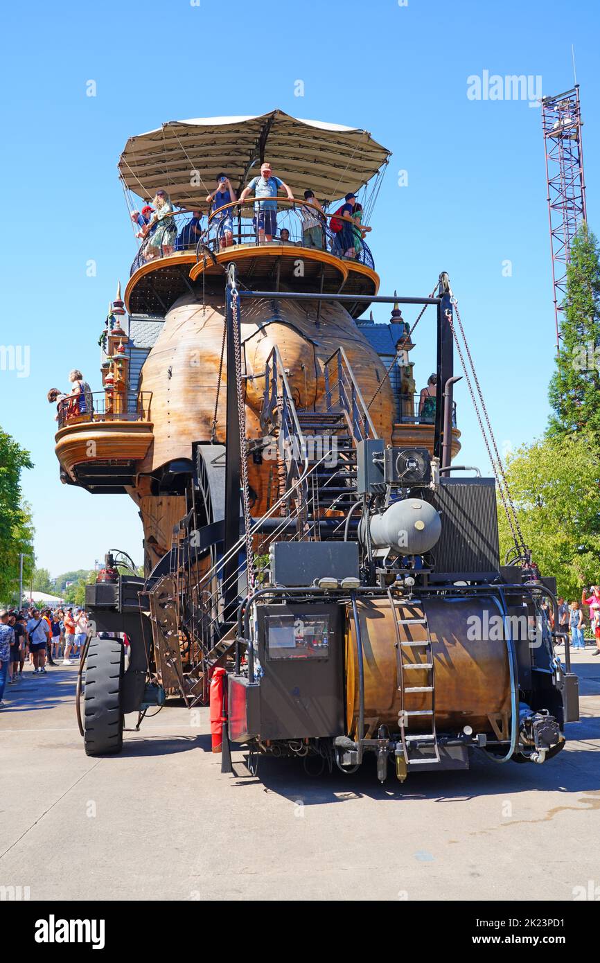 NANTES, FRANCE -10 AUG 2022- View of the Great Elephant, a giant wooden ...