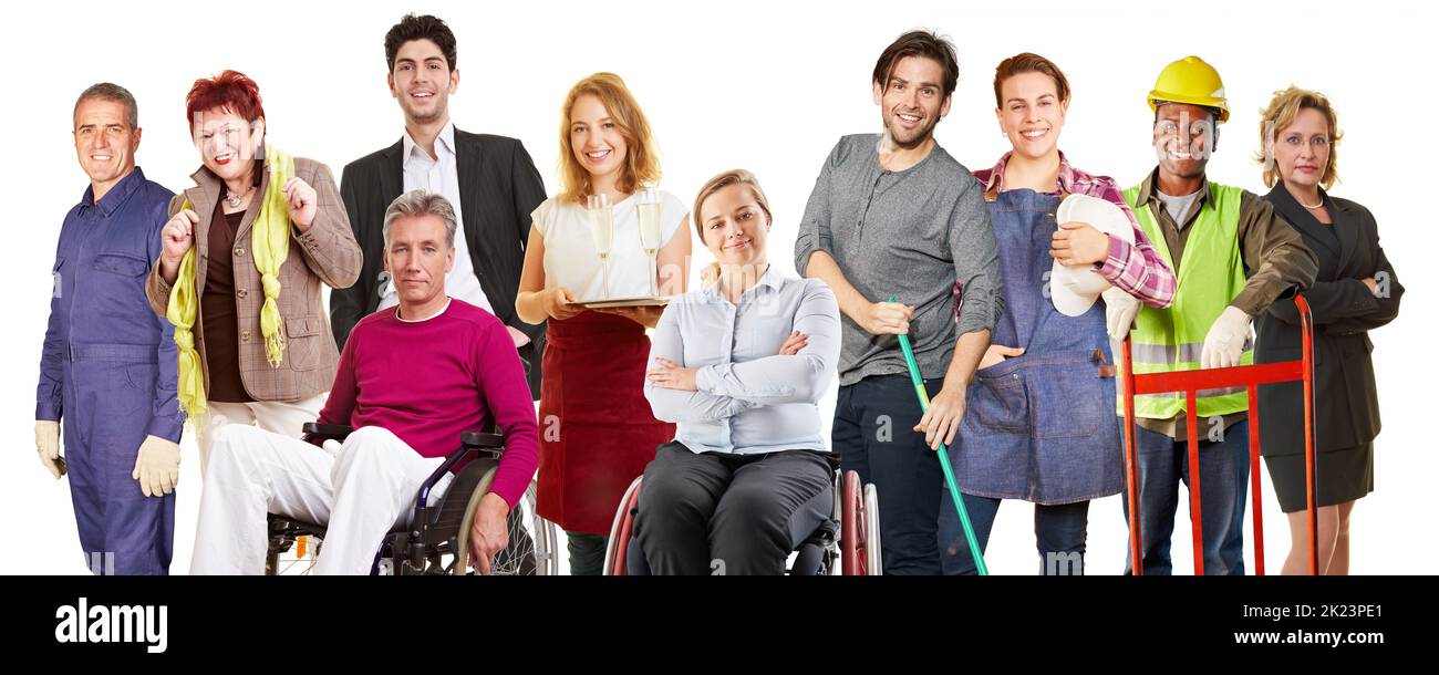 Employees from many different professions as a team and inclusion and ...