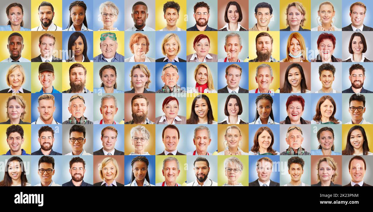 Portraits of employees from different professions in front of a ...