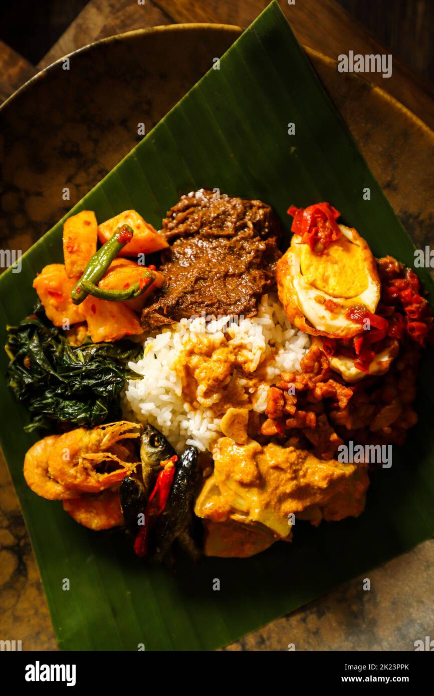 Nasi Padang. Traditional meal of rice with various Minangese side ...